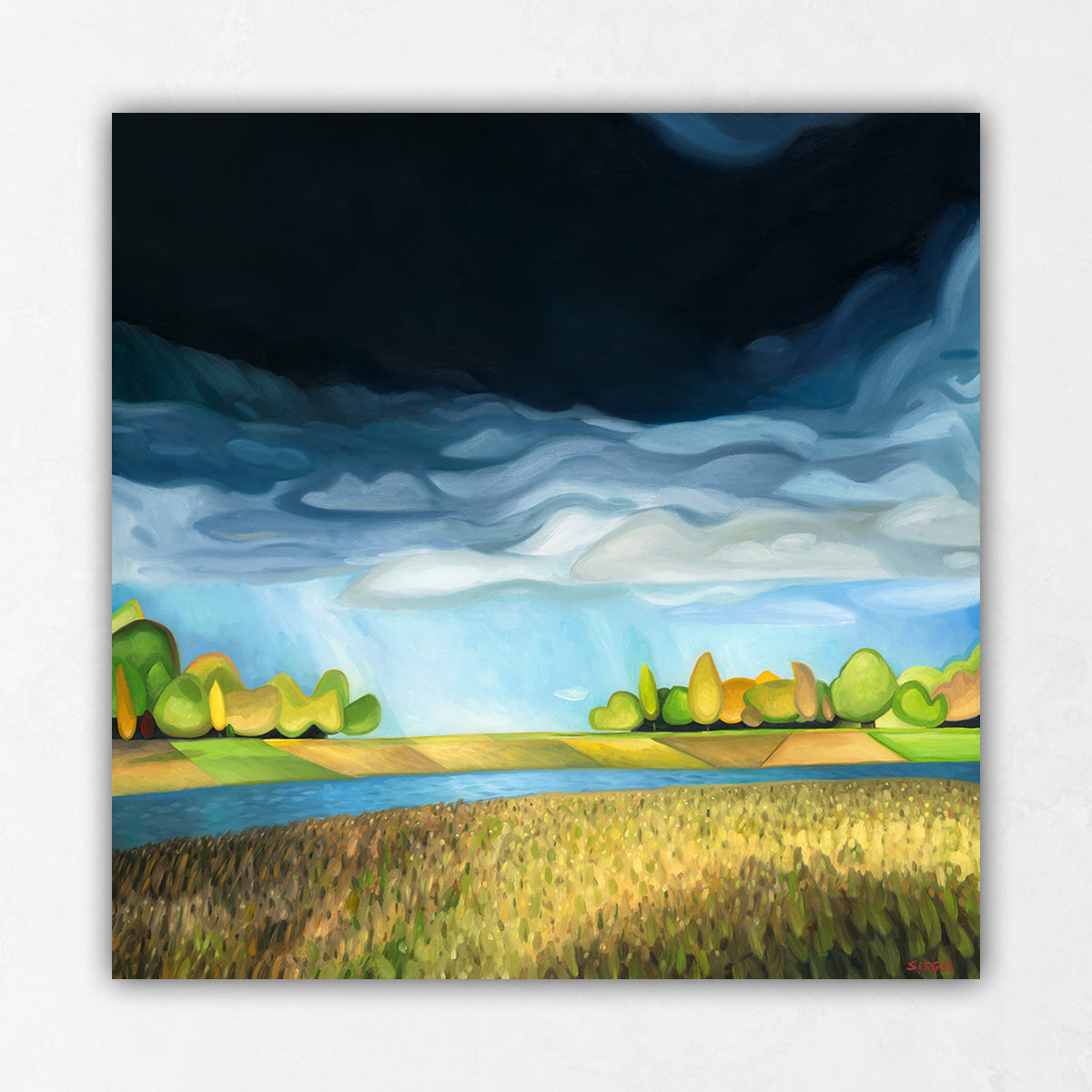 Golden Prairie Original Oil Painting | Dramatic Landscape Art | Sam's ...