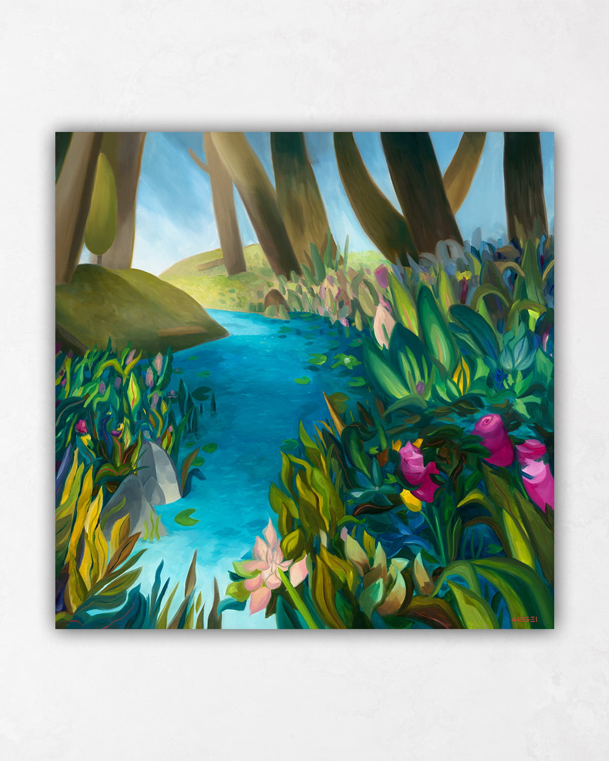 Lily Stream | Floral Lilypad Paintings | Limited Edition Canvas – Sam's ...