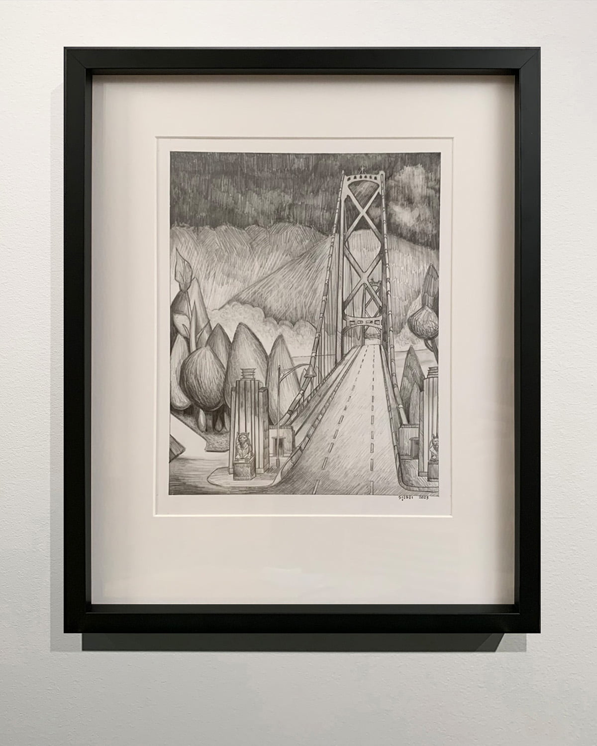 Lions Gate Bridge Pencil Sketch | Original Framed Pencil Sketches – Sam ...
