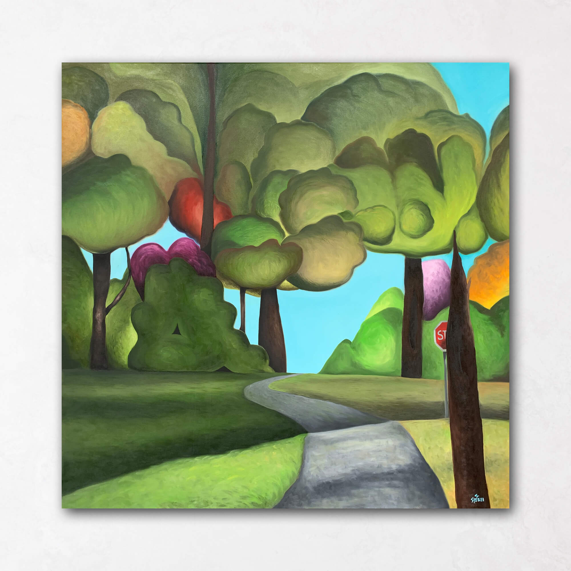 Stoked | Playful Tree Paintings Vancouver Artist | Sam's Original Art
